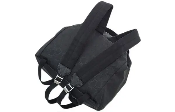Gucci Logo Leather Trimmed Nylon Backpack - Black