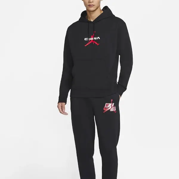 JORDAN Air Casual Sports Drawstring Hoodie - Black
