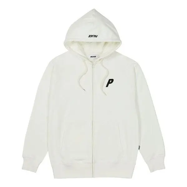 PALACE Felt P Zip Hood - White