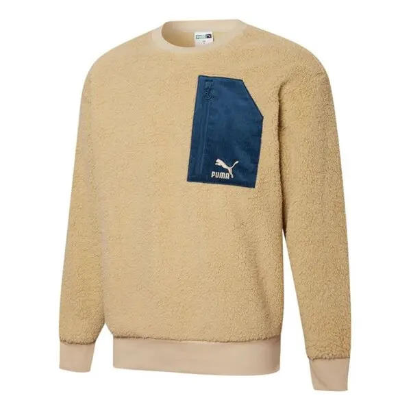 PUMA Retro Sherpa Crew Neck Sweatshirt - Brown
