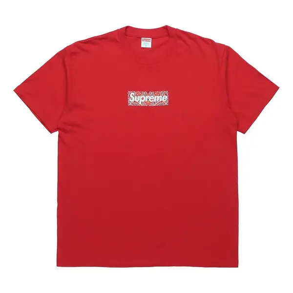 Supreme Fw19 Week 17 Bandana Box Logo Tee Cashew Short Sleeve - Red