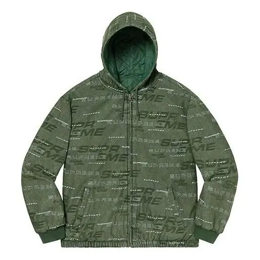 Supreme Reversible Dimensions Logo Denim Work Jacket - Green