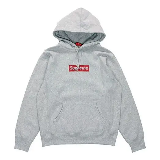 Supreme Ss19 X Swarovski Box Logo Hooded Sweatshirt - Grey