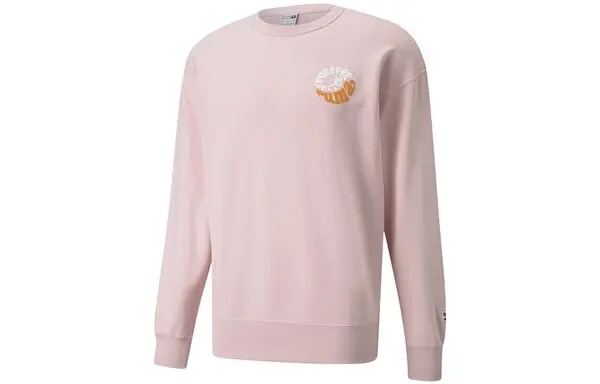 PUMA Downtown Logo Printing Sports Round Neck Pullover - Pinkred