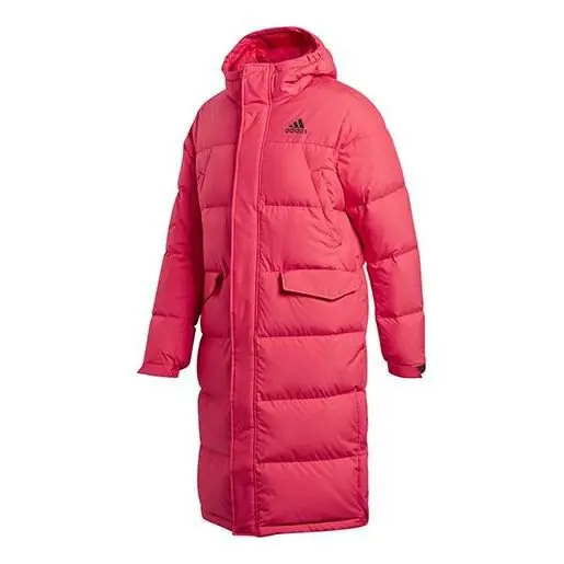 Adidas Long Hooded Down Jacket - Light Red