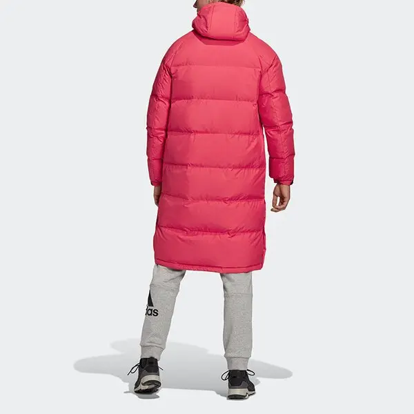 Adidas Long Hooded Down Jacket - Light Red