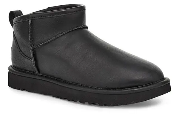 UGG Classic Ultra Mini Leather Boots - Black