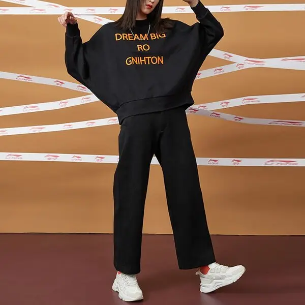 LI-NING Sports Fashion Series Alphabet Embroidered Fleece Pullover