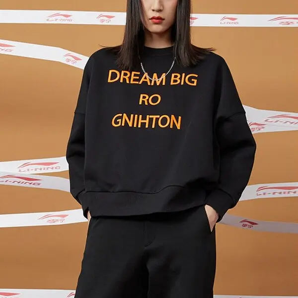 LI-NING Sports Fashion Series Alphabet Embroidered Fleece Pullover