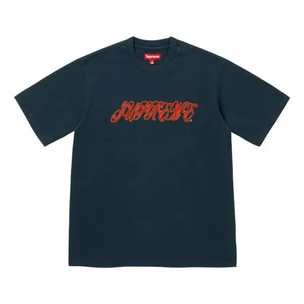 Supreme Ss26 Raised Script S/s T-shirt - Navy