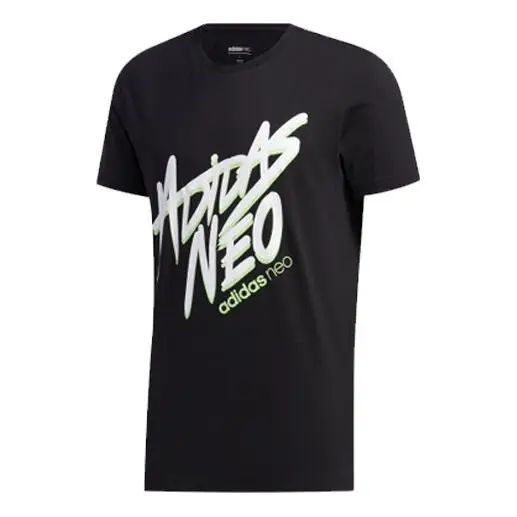 Adidas Neo Faves Tee Alphabet Printing Sports Short Sleeve - Black