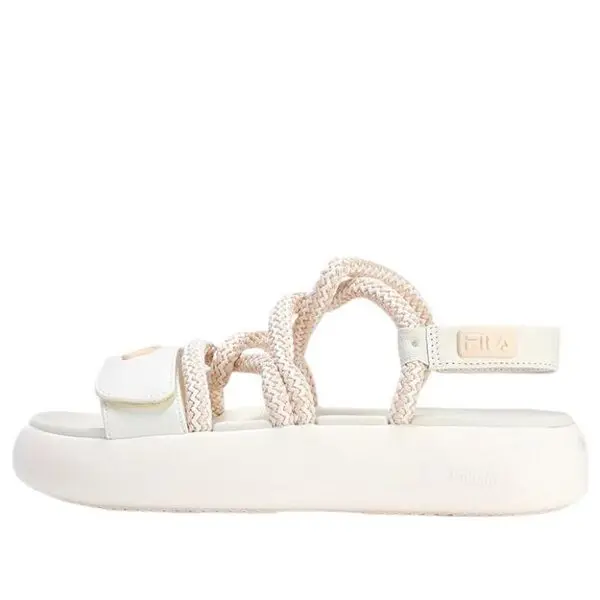 FILA Braided Strap Platform Sandals - White/pink