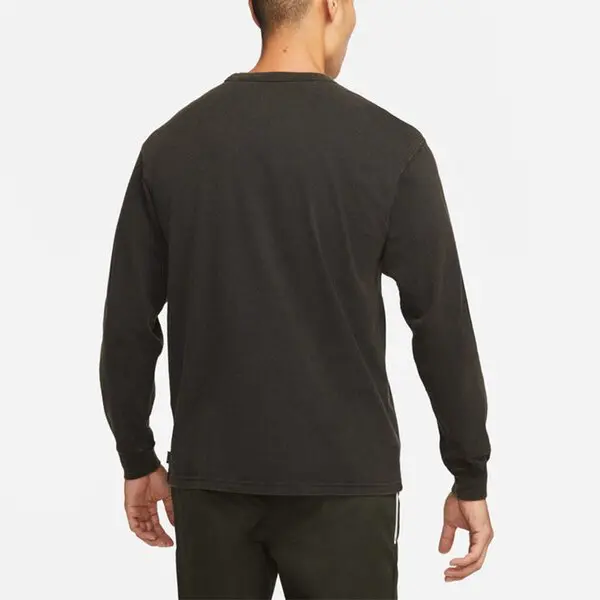 Nike Solid Color Small Logo Round Neck Long Sleeves Black T-shirt - Multi-color