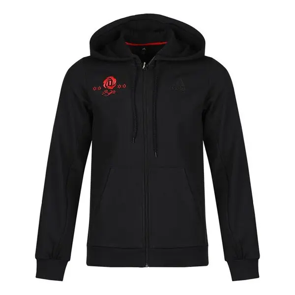 Adidas Zip-up Hooded Sports Jacket With Embroidered Detailing