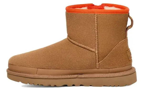 UGG Classic Mini Zipper Tape Logo Ankle Boots - Chestnut