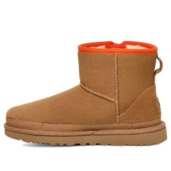 UGG Classic Mini Zipper Tape Logo Ankle Boots - Chestnut