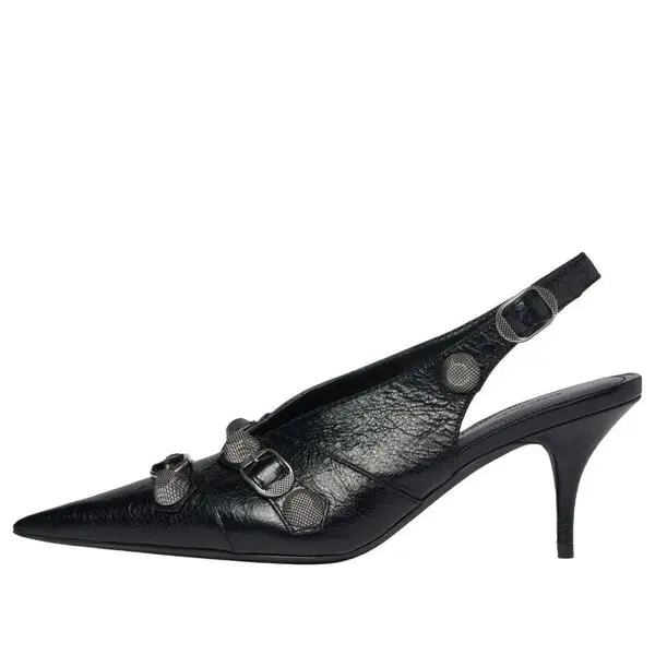 Balenciaga Cagole Slingback 70mm Pumps - Black/silver