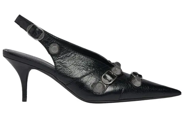 Balenciaga Cagole Slingback 70mm Pumps - Black/silver