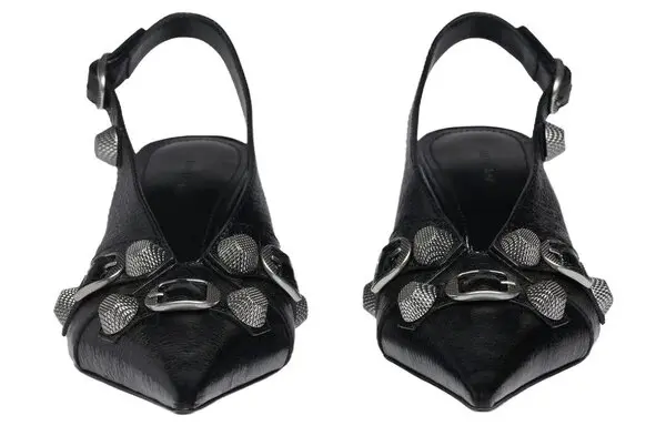 Balenciaga Cagole Slingback 70mm Pumps - Black/silver