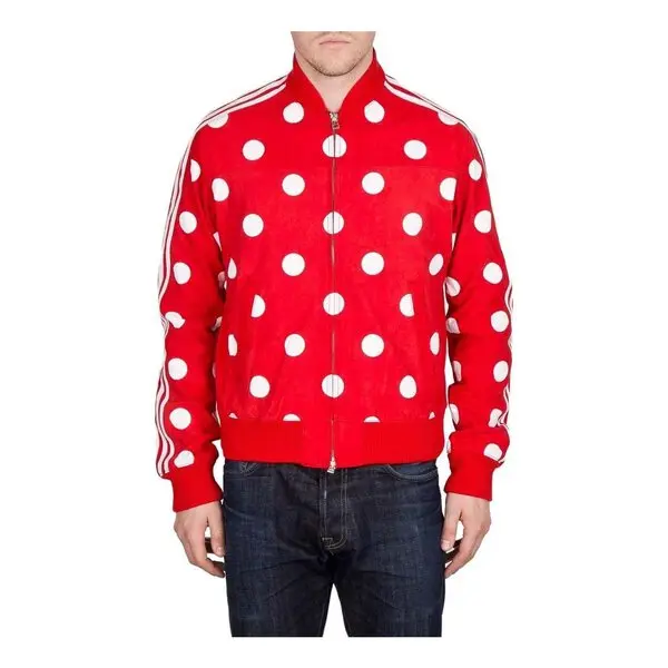 Adidas X Pharrell Polka Dot Leather Track Jacket - Red