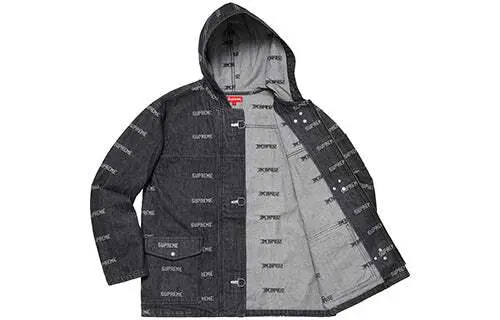 Supreme Ss19 Logo Denim Turnout Jacket - Black