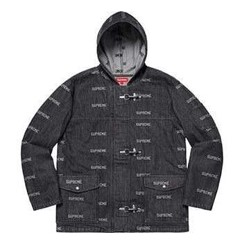 Supreme Ss19 Logo Denim Turnout Jacket - Black