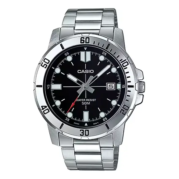 Casio Stainless Steel Water Resistant Watch - Silverblack