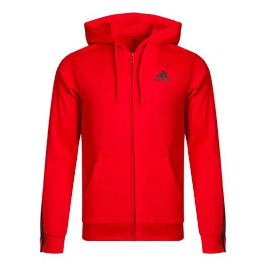 Adidas Logo Hooded Zipper Knit Jacket