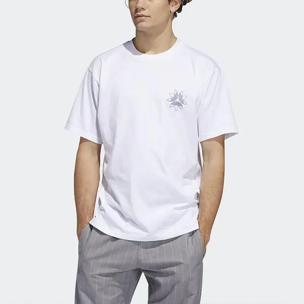 Adidas Originals Tri-foil Tee Printing Round Neck Pullover Sports Short Sleeve - White