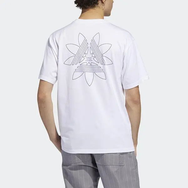 Adidas Originals Tri-foil Tee Printing Round Neck Pullover Sports Short Sleeve - White