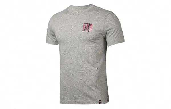 Nike Fc Barcelona Subject Printing Round Neck Short Sleeve Gray