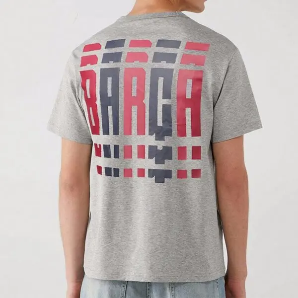 Nike Fc Barcelona Subject Printing Round Neck Short Sleeve Gray