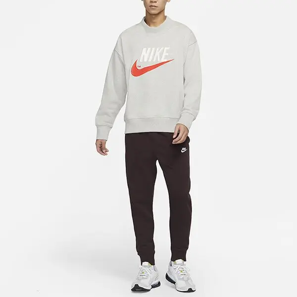 Nike Trend Capsule Series Logo Embroidered Sports Round Neck Pullover - Light Grey