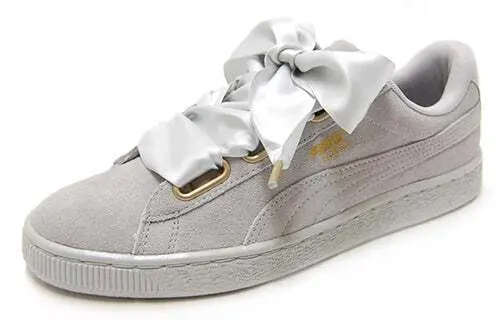 PUMA Suede Heart Satin Low Top Sneakers - Grey