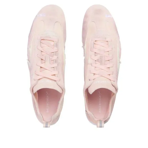 Balenciaga X Puma Speedcat Suede Distressed Sneakers - Pink/white