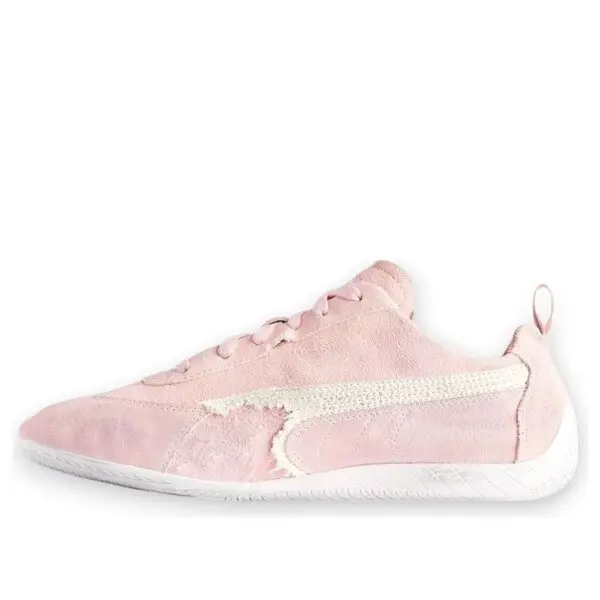 Balenciaga X Puma Speedcat Suede Distressed Sneakers - Pink/white