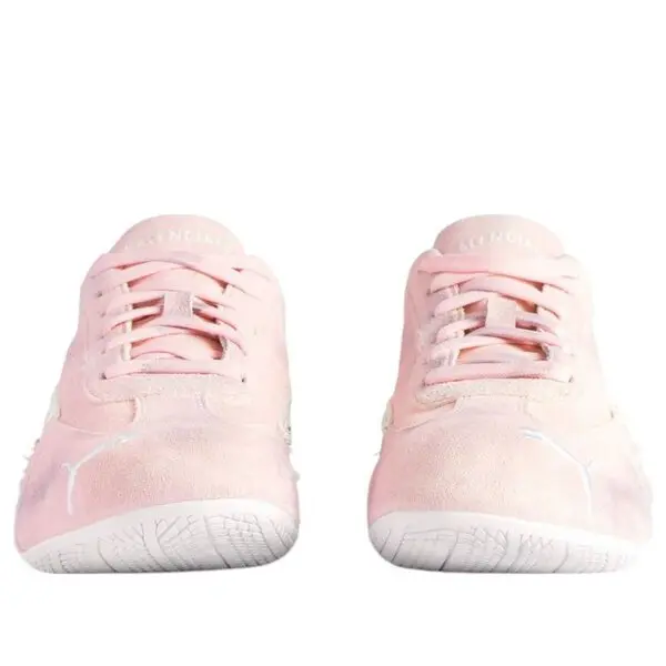 Balenciaga X Puma Speedcat Suede Distressed Sneakers - Pink/white