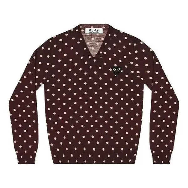 Play Comme Des Garcon Polka Dot Sweater Black Emblem - Burgundy
