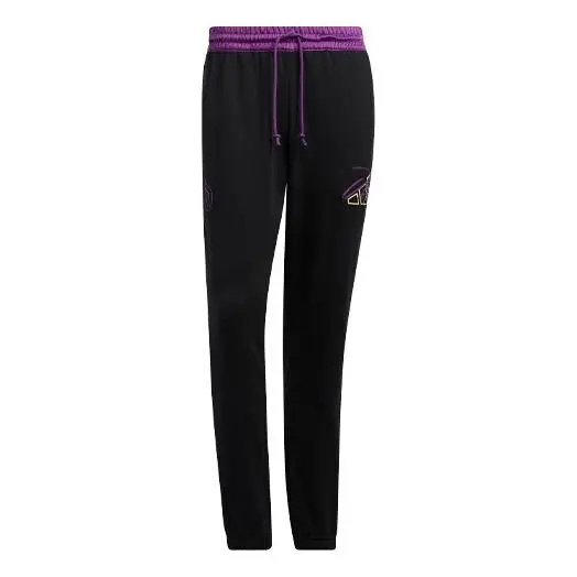 Adidas Dame 8 Inn Pnt Pattern Embroidered Loose Basketball Sports Pants/trousers/joggers Black - Multi-color