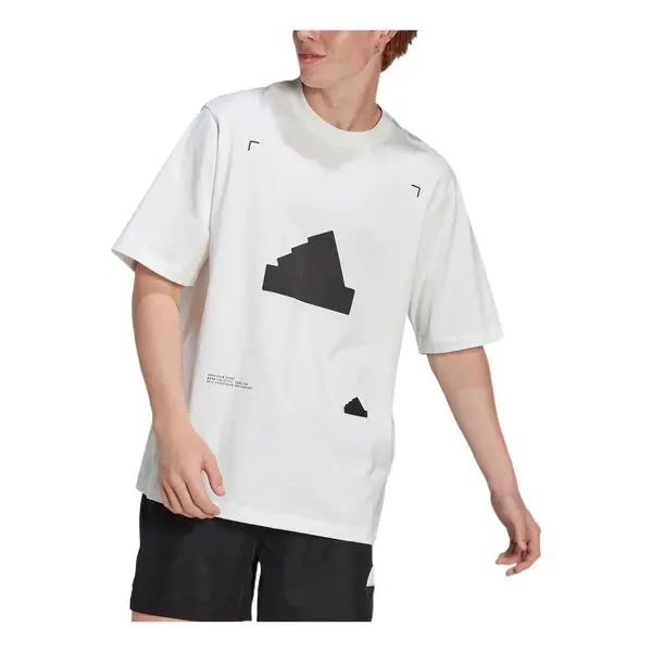 Adidas New Oversized Tee Logo Loose Pullover Round Neck Short Sleeve White T-shirt - Default Colorway