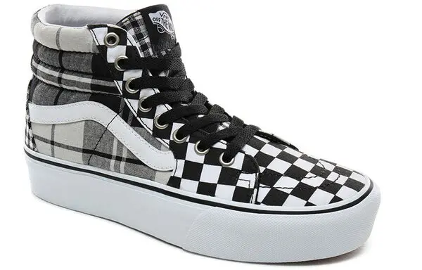 VANS Sk8-hi Platform Sneakers In Plaid Checkerboard - White