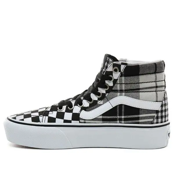 VANS Sk8-hi Platform Sneakers In Plaid Checkerboard - White