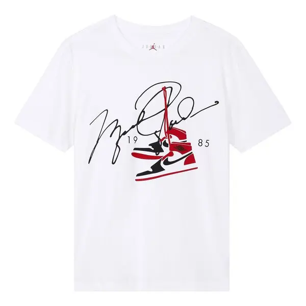 JORDAN Aj85 Signature Printing Short Sleeve T-shirt - White