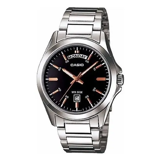 Casio Waterproof Stainless Steel Strap Quartz Analog - Black