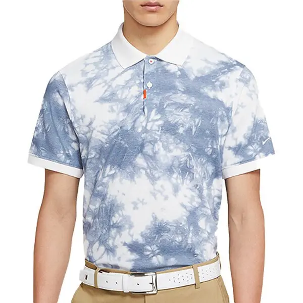 Nike Sports Golf Short Sleeve Polo Shirt White Blue
