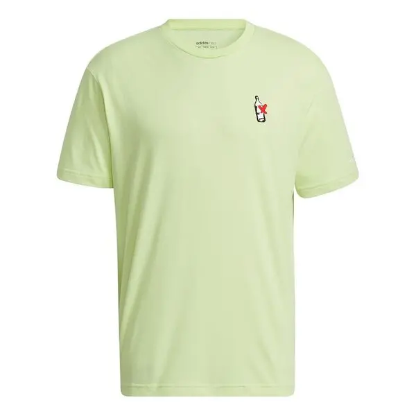 Adidas Neo July Tee 2 Printing Sports Loose Round Neck Short Sleeve - Yellow