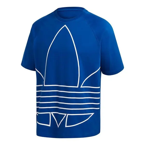 Adidas Originals Bg Trf Out Tee Logo Printing Sports Round Neck Short Sleeve - Blue