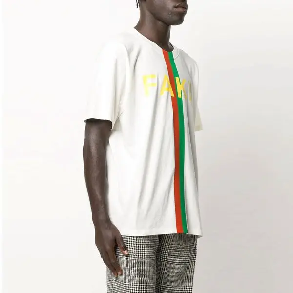 Gucci Fake/not" Alphabet Print T-shirt - White