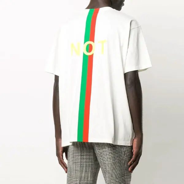 Gucci Fake/not" Alphabet Print T-shirt - White