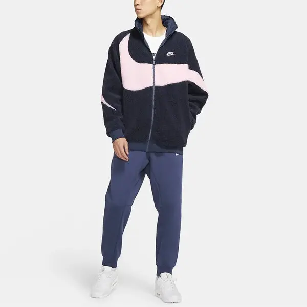 Nike Big Swoosh Logo Fleece Jacket - Black